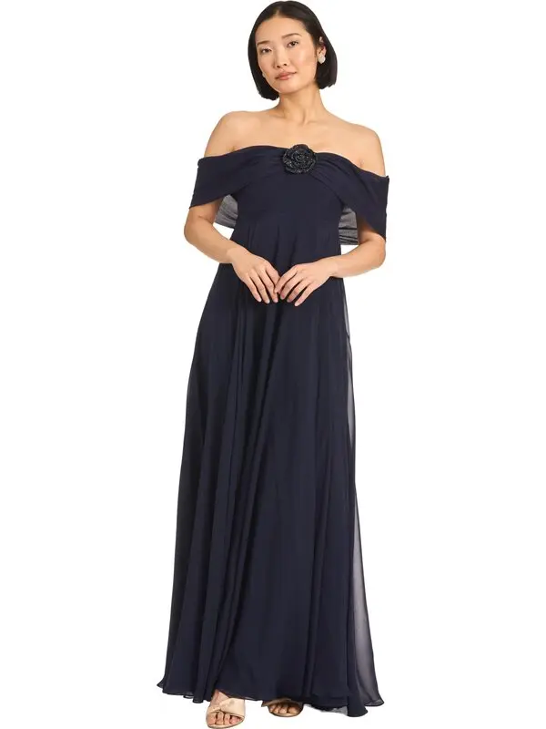 Sachin & Babi Embellished Off-the-shoulder Gown - Midnight