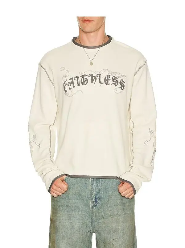 JADED LONDON Rib Cross Appliqué Long Sleeve Tee - Cream