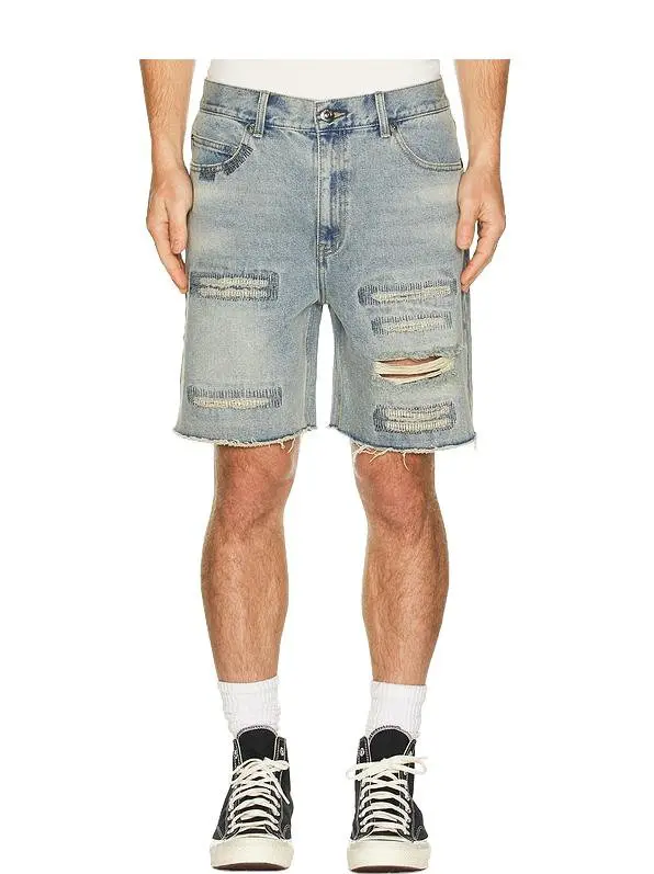 MIDNIGHT RODEO Distressed Denim Shorts - Blue