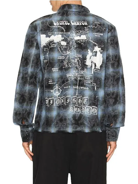 MIDNIGHT RODEO Flannel Shirt In . Also - Blue