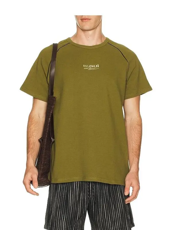 MAUI AND SONS Pique Front Short Sleeve Tee In . Also - Green