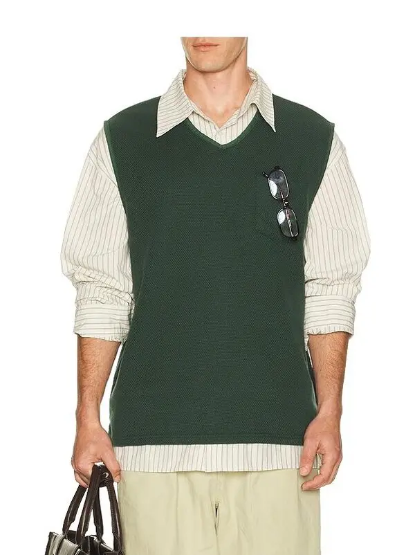 KAPPY DESIGN Woven Cotton Vest - Green
