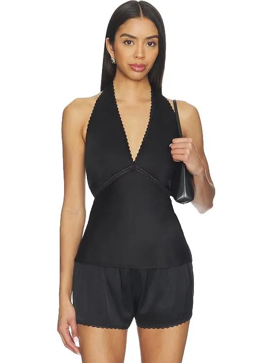 Tularosa Leia Halter Top With Lace Trim - Black