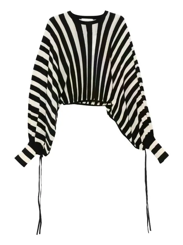 Zimmermann Striped Balloon-sleeve Top - Black