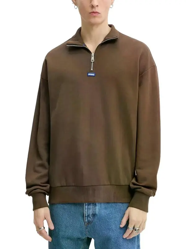 Hugo Zip-neck Sweatshirt - Brown