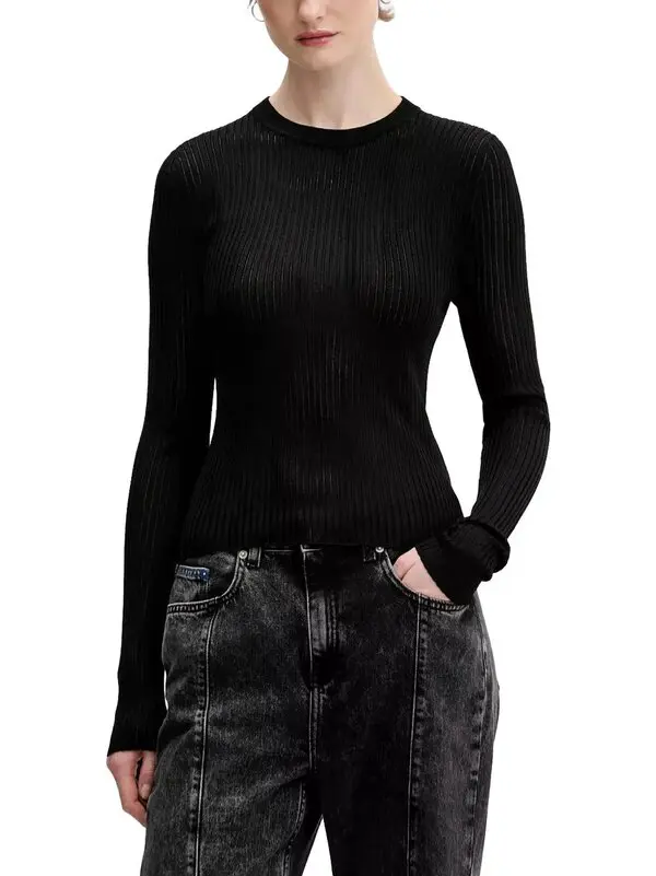 Hugo Somya Ribbed Long-sleeve Sweater - Black