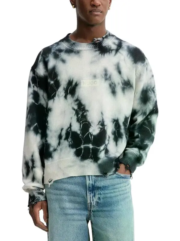 Hugo Tie-dye Ripped Sweater - Black