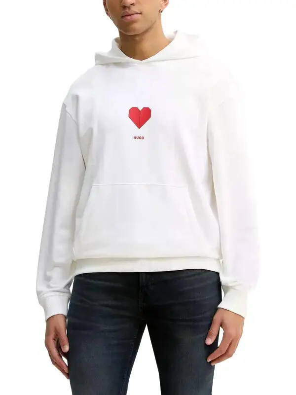 Hugo Heart-graphic Hoodie - White
