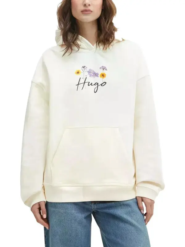 Hugo Floral-print Hoodie - Neutrals