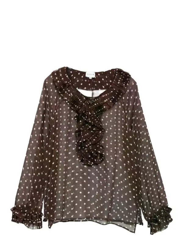 P.a.r.o.s.h Ruffled Polka-dot Blouse - Brown