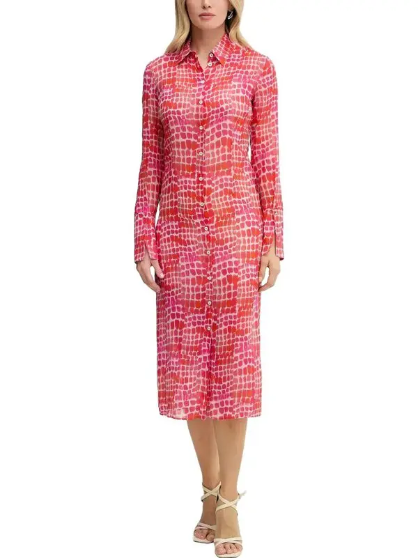 Patrizia Pepe Patterned Buttoned Midi Dress - Pink