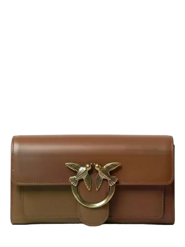 Pinko Bird Plaque Crossbody Bag - Brown