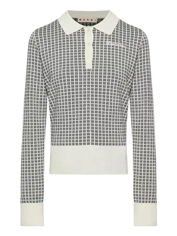 Marni Patterned Polo Top - Neutrals