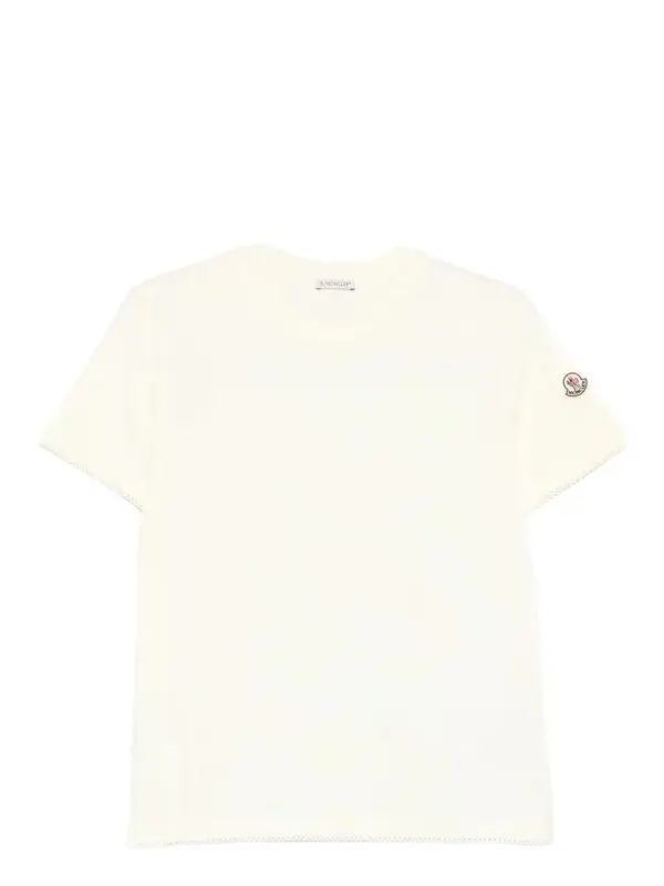 Moncler Logo Patch Cotton T-shirt - Neutrals