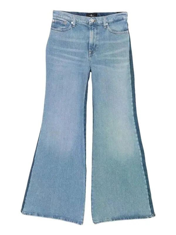 7 For All Mankind Paneled Flared Jeans - Blue