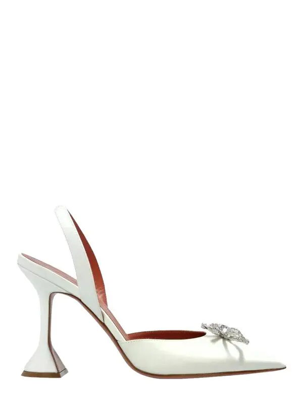 Amina Muaddi Rosie Crystal Bow Sling Pumps - White