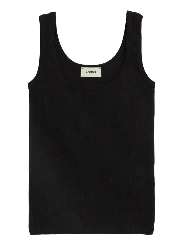 A PAPER KID Ribbed Tank Top - Black