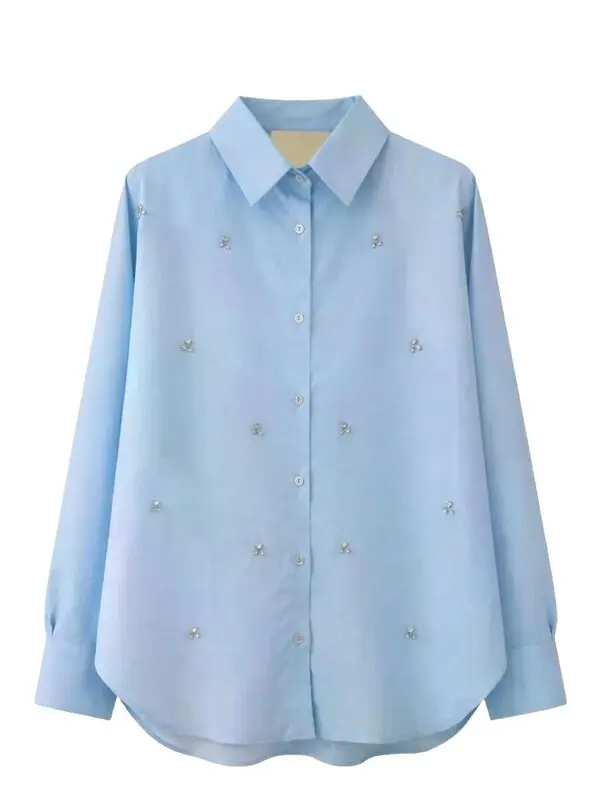 A PAPER KID Embellished Cotton Shirt - Blue