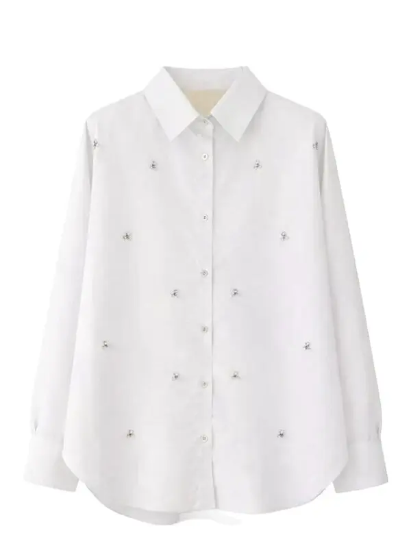 A PAPER KID Embellished Cotton Shirt - White