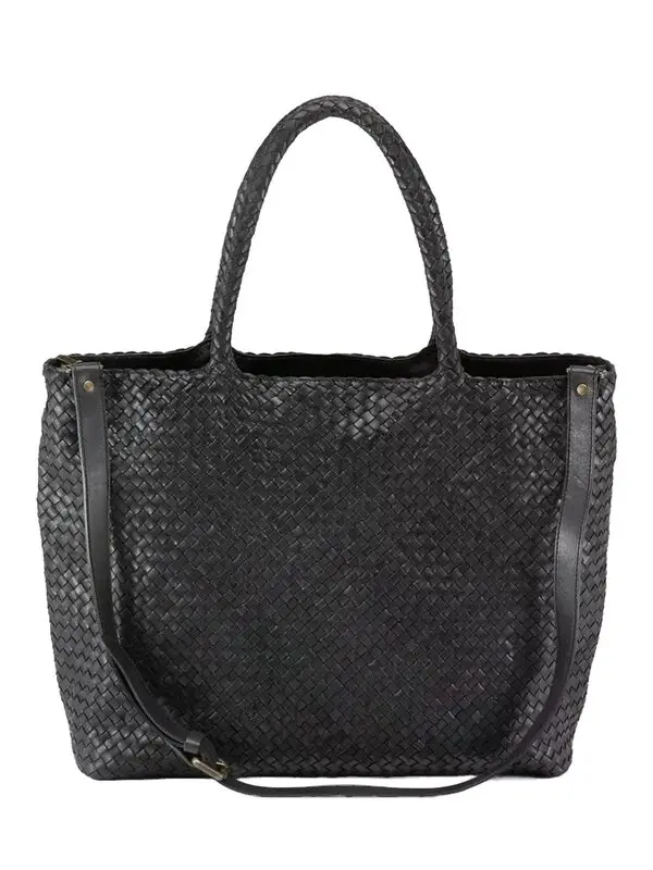 Officine Creative Woven Leather Tote - Black