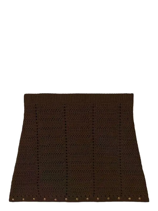 A PAPER KID Knitted Studded Mini Skirt - Brown