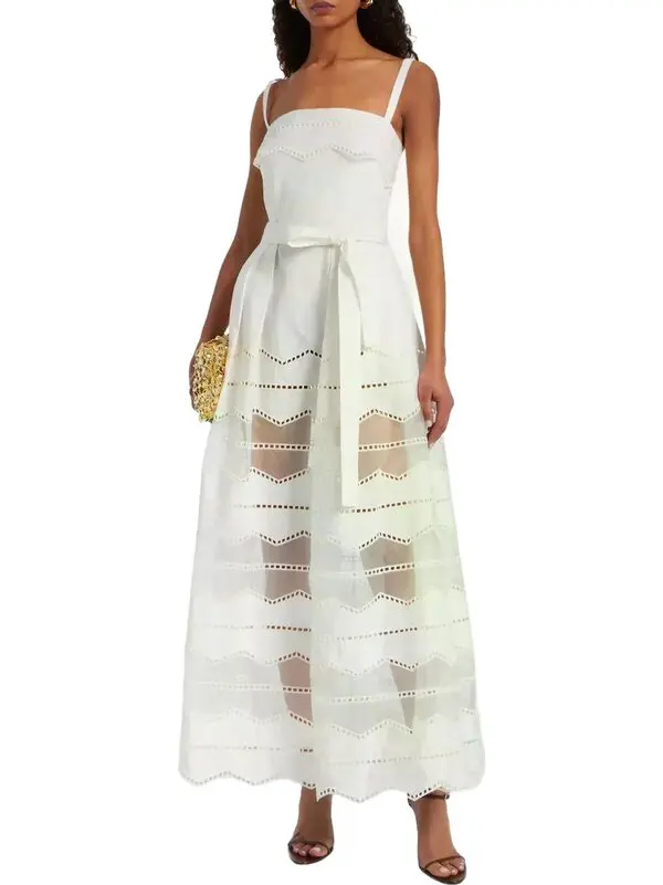 Elie Saab Cutout Belted Maxi Dress - White