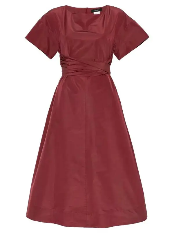 Max Mara Draped Short Sleeve Dress - Red