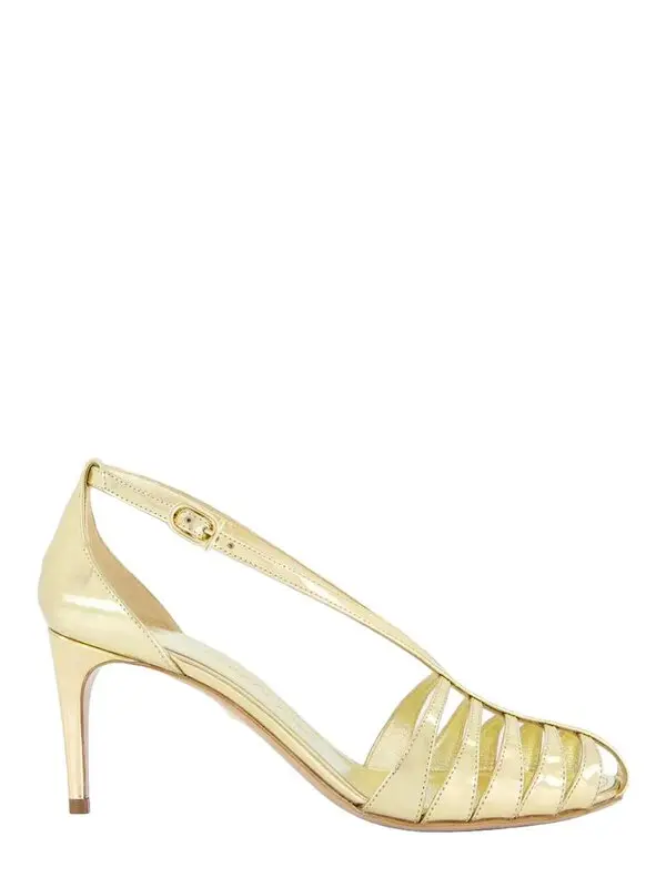 FERRAGAMO Lille Caged Leather Sandals - Gold