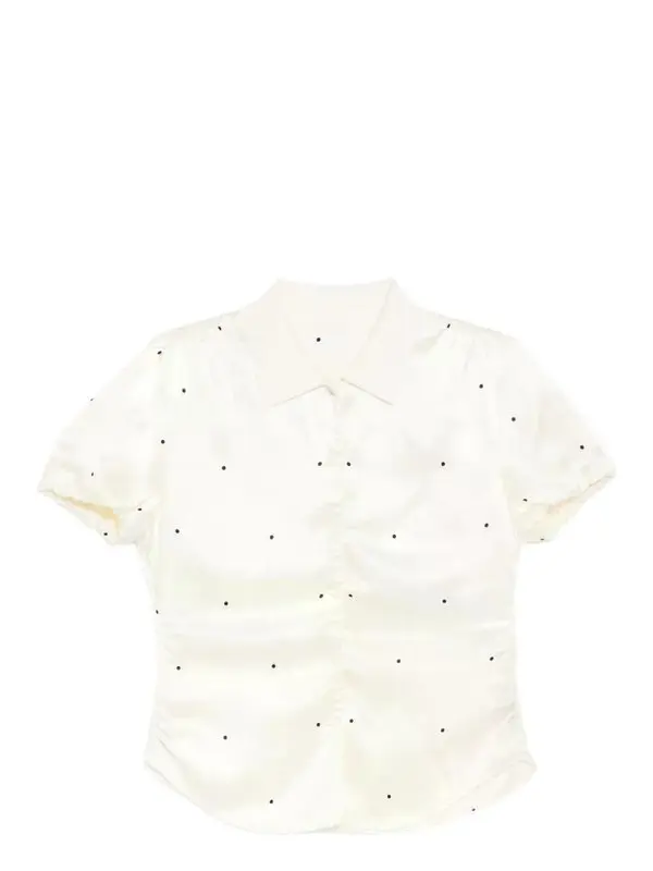 LESS Polka Dot Silk Blouse - White