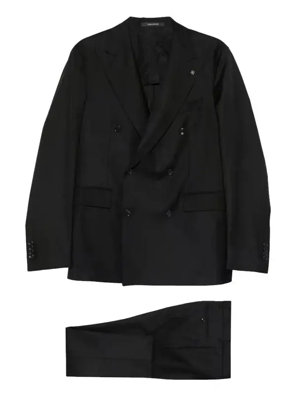Tagliatore Cotton Double-breasted Suit - Black