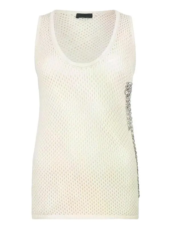 Liu Jo Mesh Tank Top With Embellishments - White