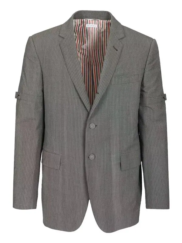 Thom Browne Striped Buttoned Blazer - Grey