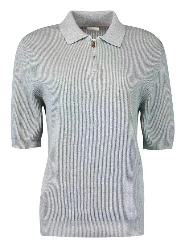 Eleventy Short Sleeve Zip Pullover - Grey