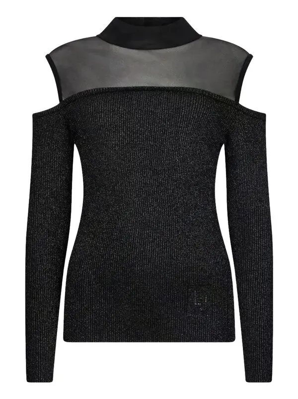 Liu Jo Mesh Insert Cold-shoulder T-shirt - Black