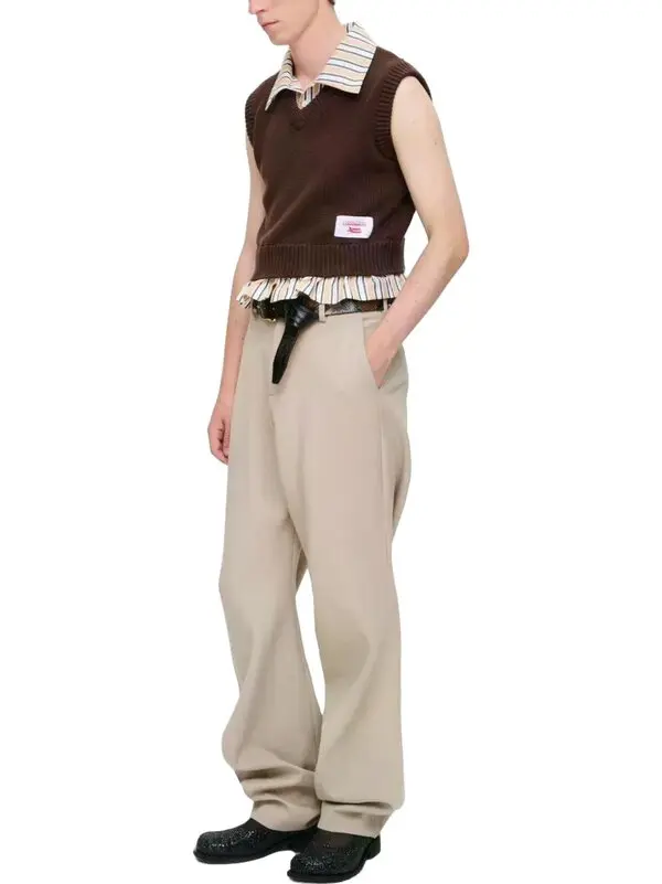 CHARLES JEFFREY Cropped Vest Shirt - Brown