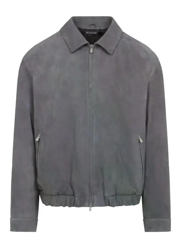 Brunello Cucinelli Suede Zip Jacket - Grey