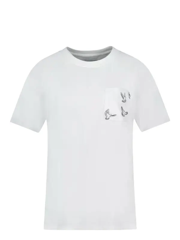 3.PARADIS Doves-pocket T-shirt - White
