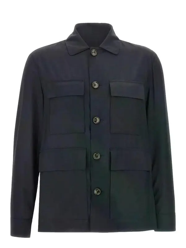 MONTECORE Flap-pocket Button-fastening Shirt Jacket - Blue