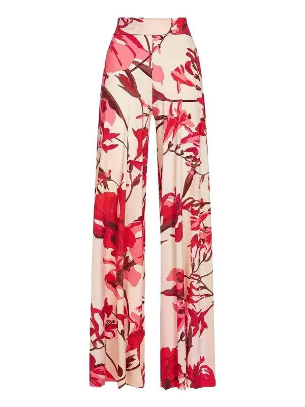 Chiara Boni La Petite Robe Floral-print High-waisted Trousers - Red