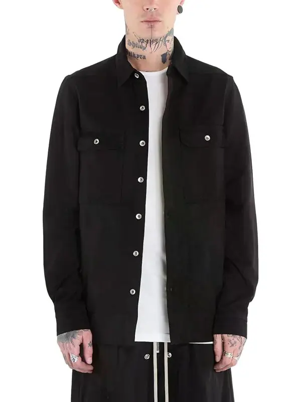 Rick Owens Outershirt Buttoned-up Cotton Jacket - Black