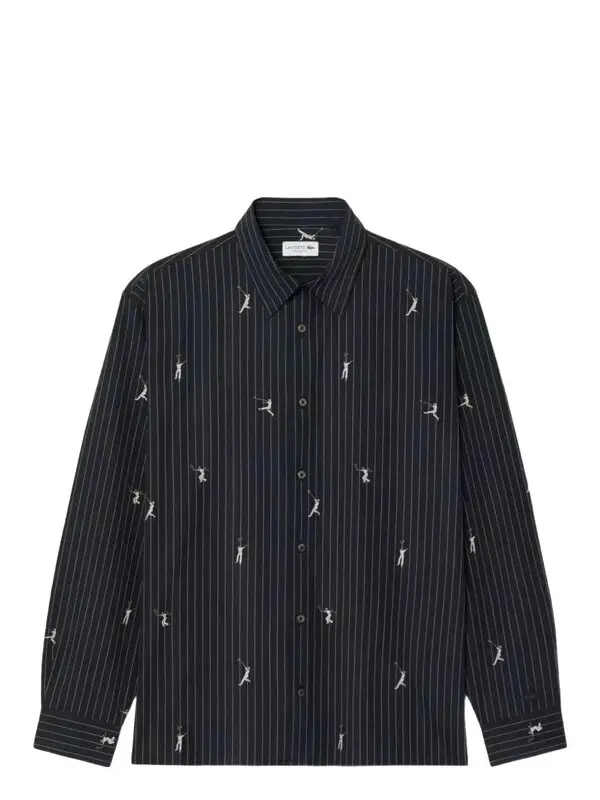 Lacoste Pinstripe Tennis-print Shirt - Black