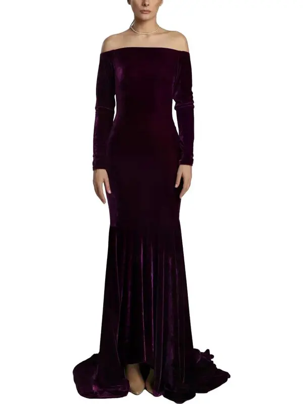 MIAU BY CLARA ROTESCU Amarillys Off-shoulder Maxi Dress - Purple