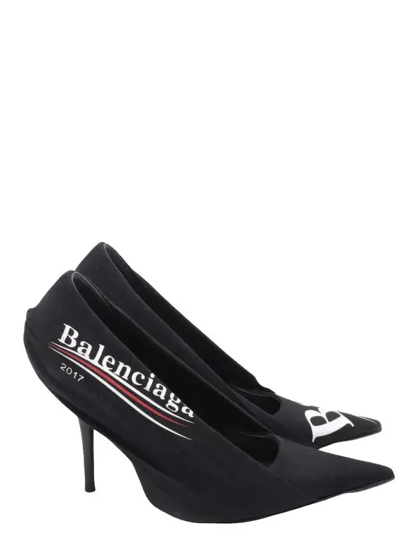 Balenciaga Logo-print Pointed Pumps - Black