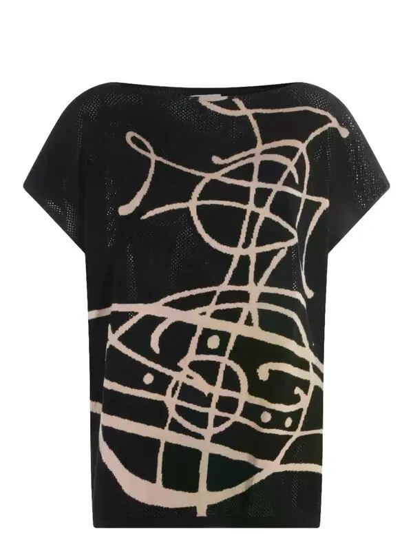 VIVIENNE WESTWOOD Graphic Print Knit Top - Black