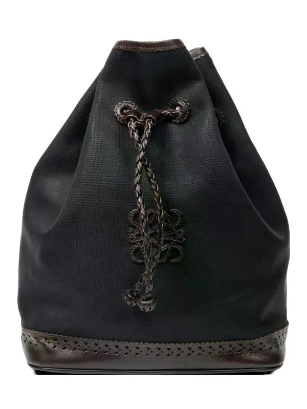Loewe Braided Drawstring Bucket Bag - Black