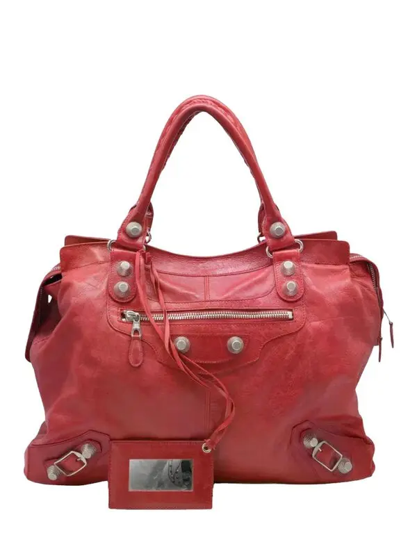 Balenciaga Leather Weekender Tote Bag - Red