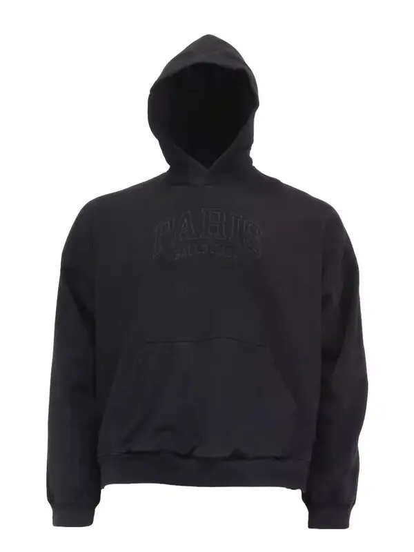 Balenciaga Embroidered Logo Hoodie - Black