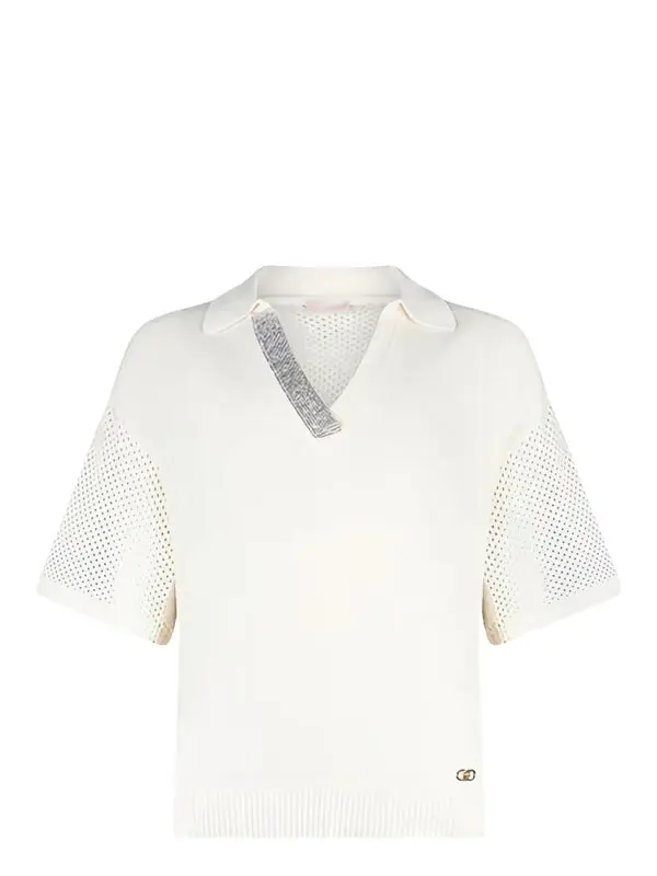 Liu Jo V-neck Openwork T-shirt - White