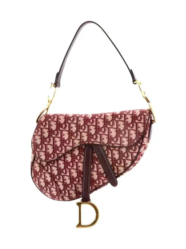 Dior Saddle Oblique Canvas Medium Shoulder Bag - Red