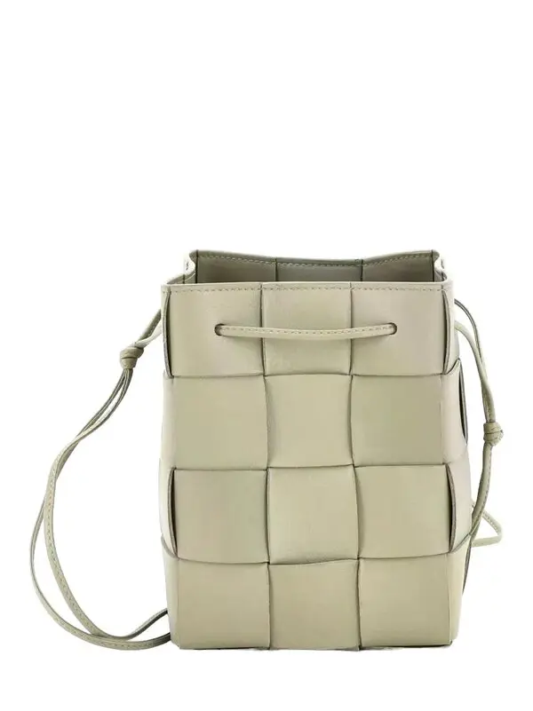 Bottega Veneta Cassette Maxi Intrecciato Leather Small Bucket Bag - Green